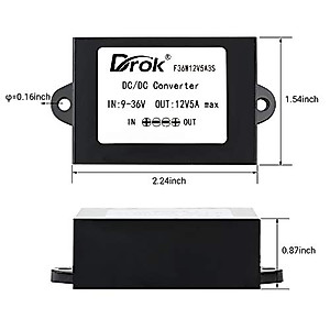 DROK DC-DC Stabilizer, 9V-36V to 12V Boost Buck Converter 5A 60W Waterproof Auto Step Up Down Voltage Regulator 12V Volt Transformer for Car Audio Solar Power System LCD Television LED Display Screen