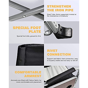 KingCamp Heavy Duty Camping Director Chair Outdoor Folding Chairs for Adults Oversized Camp Chair with Side Table, Cooler Bag, Padded Arms, for Fishing Sports Beach Picnic, Iron, Support 330lbs