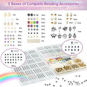 Gionlion Clay Beads Friendship Bracelet Making Kit,72 Colors Preppy Clay Beads A-Z Letter Beads Number Beads& Charms Kit Complete Friendship Jewelry Making Kit DIY Crafts Gift for Teen Girls