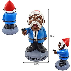 spolis Say What Again Angry Garden Gnome Statues Resin Ornaments, 9 Inch War Gnome Outdoor Garden Statues Sculpture for Indoor Outdoor Lawn Yard Decorations-1PCS
