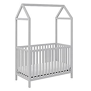 Little Seeds Rowan Valley Skyler 3-in-1 Convertible Crib with Canopy, Dove Gray