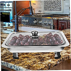 Angoily Steel Buffet Metal Serving Tray Snack Trays Square Pan Buffet Serving Platters Serving Chafers Entertaining Buffet Dishes Serving Dish Buffet Server Dish Chafing Dish Buffet Set