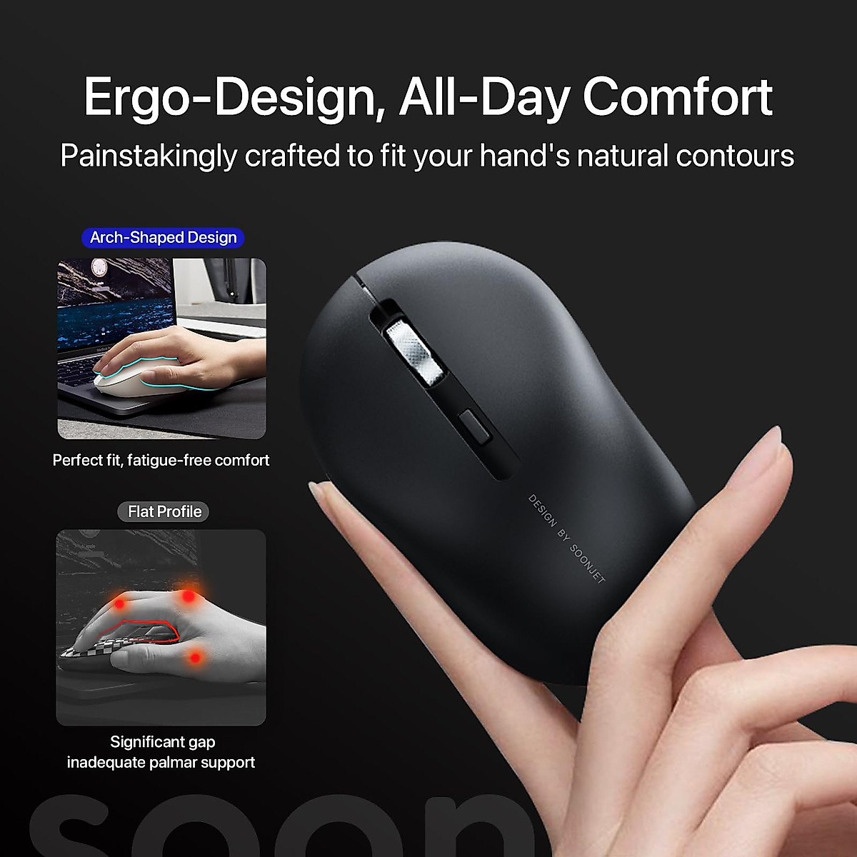 Soonjet Compatible with MacBook Air 13 inch Case & Black Wireless Mouse