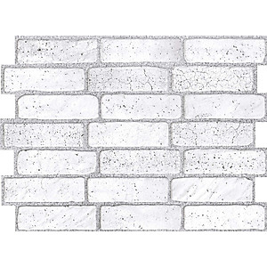 CONCORD WALLCOVERINGS ™ 3D Wall Panels, Pack of 1 - Old Brick Design in White, Realistic Textured PVC Panels, 3D Decorative Wall Coverings, 17.5" x 23.75", Covers 28.86 sq.ft., Model 571OG