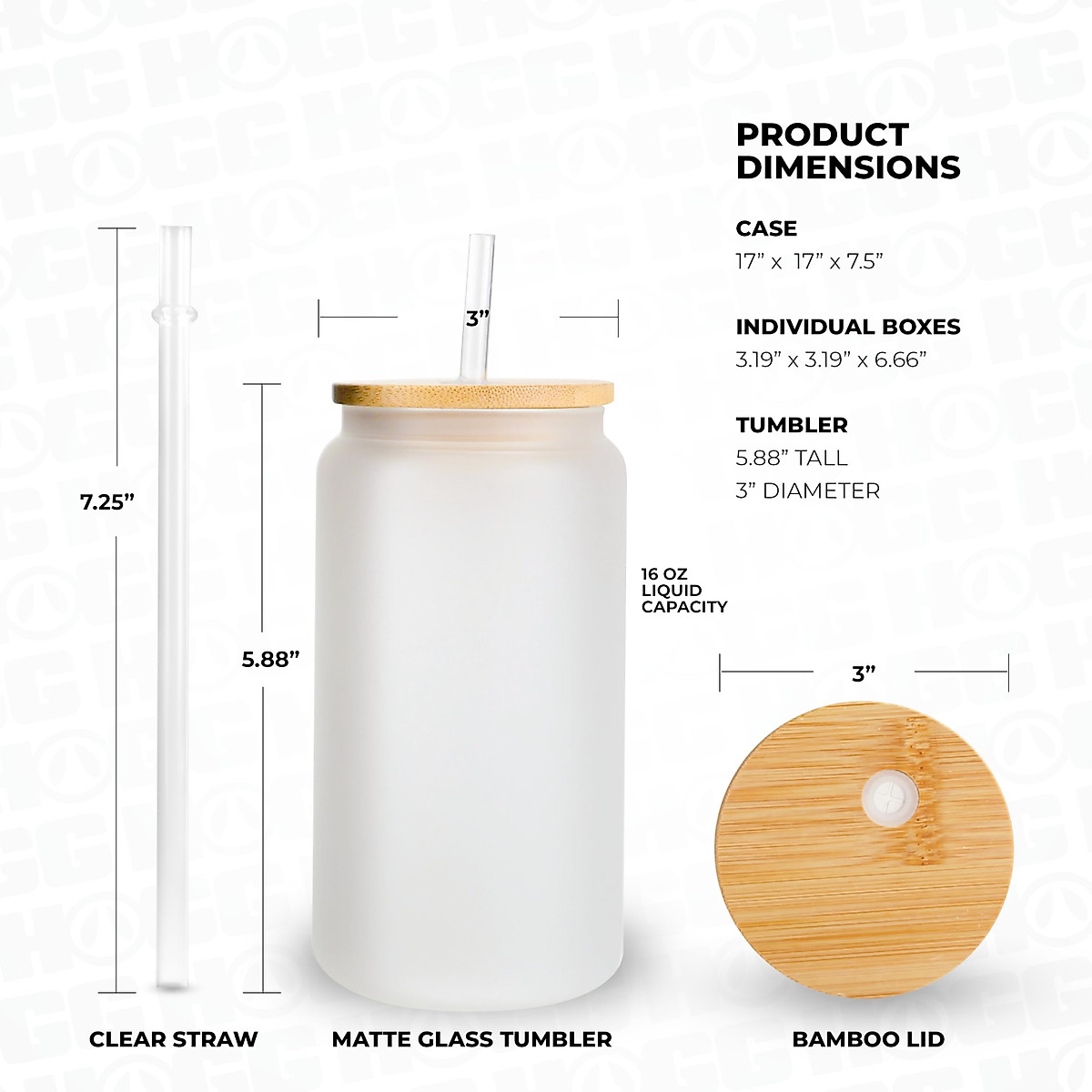 Hogg 16oz Christmas Glasses - Silent Night Design, Cute Christmas Stuff, Glass Cup with Lid and Straw, Xmas Gifts for Women