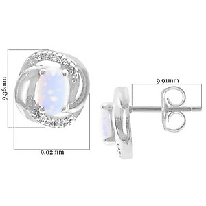Timeless Love 0.40 ct Created Opal Love Knot Shaped Stud Earrings Set in Polished Sterling Silver with 0.06 ct Natural White Diamond, Dainty Jewelry, Women’s Fashion Earrings