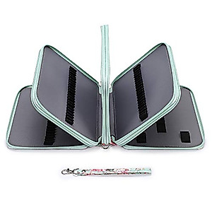 BTSKY Colored Pencil Case- 160 Slots Pencil Holder Pen Bag Large Capacity Pencil Organizer with Handle Strap Handy Colored Pencil Box with Printing Pattern Rose