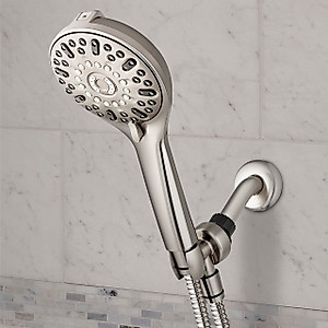 Waterpik ShowerClean Pro Hand Held Shower Head High Pressure Rinser With Built-in Power Jet -Wash, Shower -Cleaner In Brushed Nickel, QCM-769ME