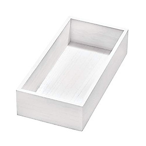 iDesign Renewable Paulownia Wood Collection Drawer Organizer Bin, 5" x 10" x 2.5", White Wash