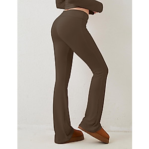 Meladyan Women’s Flare Yoga Pants Casual Basic Bootcut Flare Leggings Buttery Soft Waisted Workout Lounge Bell Bottom Brown
