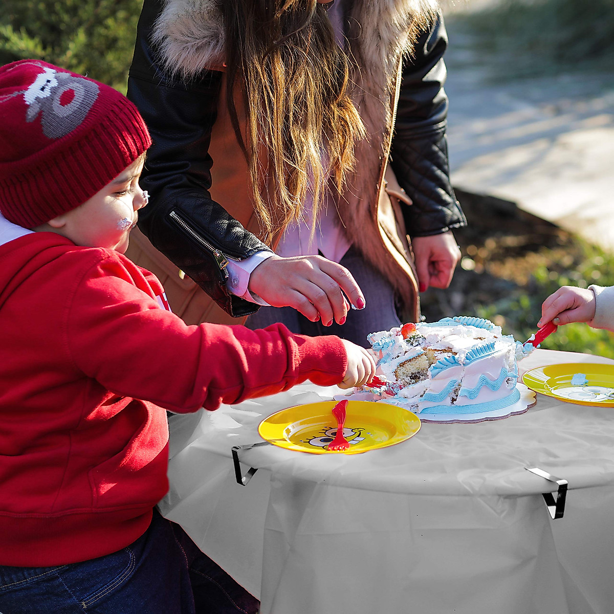 Neatalia 300 ft White Premium Disposable Plastic Tablecloth Roll | 300 feet by 54 inch Covers Any Size Tables Rectangle, Square, Round or Oval