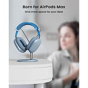 SODI Headphone Stand for AirPods Max - Desktop Headset Stand, Aluminum Anti-Slip Base Headphone Holder and Dock with Silicone Pad for Apple AirPods Max, Headphone Accessories for Desk, Blue
