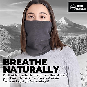 Tough Headwear Neck Warmer - Fleece Neck Gaiter, Winter Face Cover & Ski Scarf - Neck Cover for Men & Women for Cold Weather
