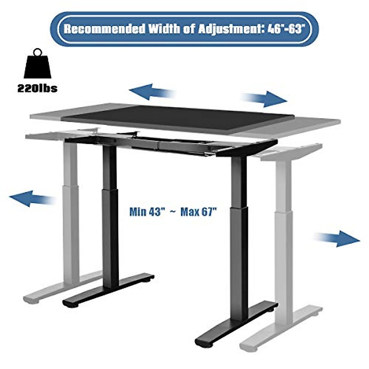 Tangkula Dual Motor Electric Standing Desk Frame, Height & Width Adjustable Motorized Sit Stand Desk Base, Ergonomic Standing Up Workstation w/Memory Controller