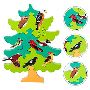 TOYANDONA 1 Set of Baby 3D Jigsaw Puzzle Wooden Tree Bird Shaped Montessori Toy Educational Preschool Learning Toys for Infant Toddlers Boys Girls