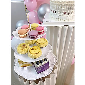 3 Tier Cupcake Stand, Plastic Tiered Serving Stand, Dessert Tray for Tea Party, Baby Shower and Wedding (Round)