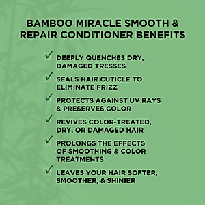Trueplex KERATHERAPY Bamboo Miracle Smooth & Repair Conditioner, 10.1 oz., 300 ml - Vegan Formula Damaged, Frizzy, & Dry Hair - Hydrating & Smoothing with Grape Seed, Baobab, & Bamboo Extract