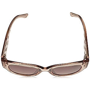 GUESS Women's Trendy Peony Pattern Accent Butterfly Sunglasses, Shiny Beige/Gradient Brown, 50mm