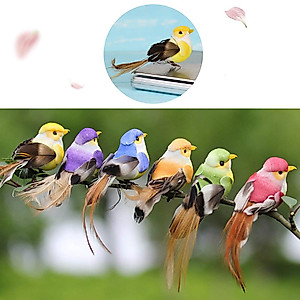 Oumefar 12Pcs Beautiful Simulated Birds Ornament,Lovely Artificial Simulation Foam Bird for Statues Tree Lawn Home Garden Decoration