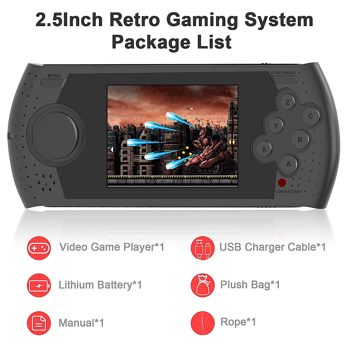 Handheld Games for Kids 16 Bit Retro Video Game Player Built-in 230 HD Games 3” TFT Screen Rechargeable Electronic Games Support Headphone for Best Gift (Black)