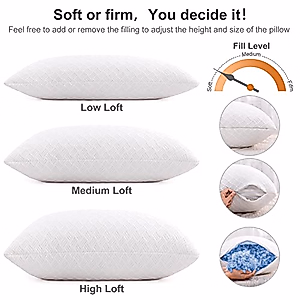 OYT Memory Foam Cooling Bed Pillows for Sleeping - 2 Pack Adjustable Standard Size Gel Shredded Pillows for Sleeping Set of 2 with Side Back Sleepers Washable Removable Cover