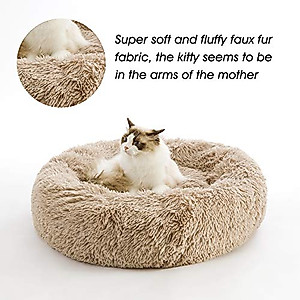 Calming Dog Bed & Cat Bed, Anti-Anxiety Donut Cuddler Warming Cozy Soft Round Fluffy Faux Fur Plush Cushion bed for Small Medium Dogs and Cats (20"/24"/27"/30")
