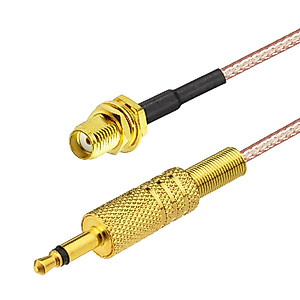 Eightwood SMA Female Bulkhead to 3.5mm 1/8” Mono TS Male Plug Stereo Adapter Shortwave Radio Antenna Cable 1.6 Feet