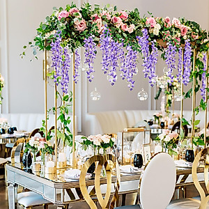 IMIKEYA 12 Pieces Wisteria Artificial Flower 3.25 Feet Wisteria Vine Ratta Hanging Garland Silk Fake Wisteria Flowers String for Wedding Party Decor, Blue