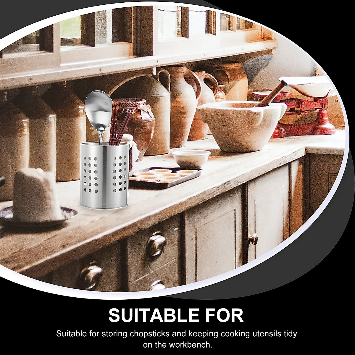 Cabilock 2pcs Stainless Steel Utensil Holder Flatware Holder Utensil Sink Caddy Drying Rack Cutlery Basket for Chopstick Spoon Fork Countertop