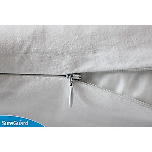 Set of 2 Standard Size SureGuard Pillow Protectors - 100% Waterproof, Bed Bug Proof, Hypoallergenic - Premium Zippered Cotton Covers - Smooth