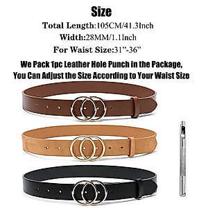 Tergy 6 Pieces Faux Leather Waist Belt for Women Double O-Ring Belt for Jeans Dresses Pants
