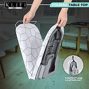 KLIFI Small Ironing Board Hanger Wall Mount Table Top Iron Board with Adjustable Legs Foldable with Built-in Iron Rest, Ironing Cloth Compact and Lightweight - Grey