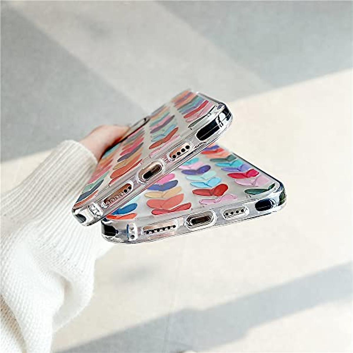 Color Mix Drawing Loving Heart Clear Case for Apple iPhone 12 Pro Max Mobile Phone Basic Cases Shockproof Sides Protect Cover for iPhone 12ProMax 6.7 inch