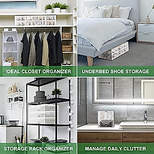 ESSBLIN 12 Pack Women's Shoe Box Clear Plastic Stackable - Shoes Organizer for Closet - Shoe Storage Boxes - Shoe Box Storage Containers - Shoe Bins Case - cajas para zapatos