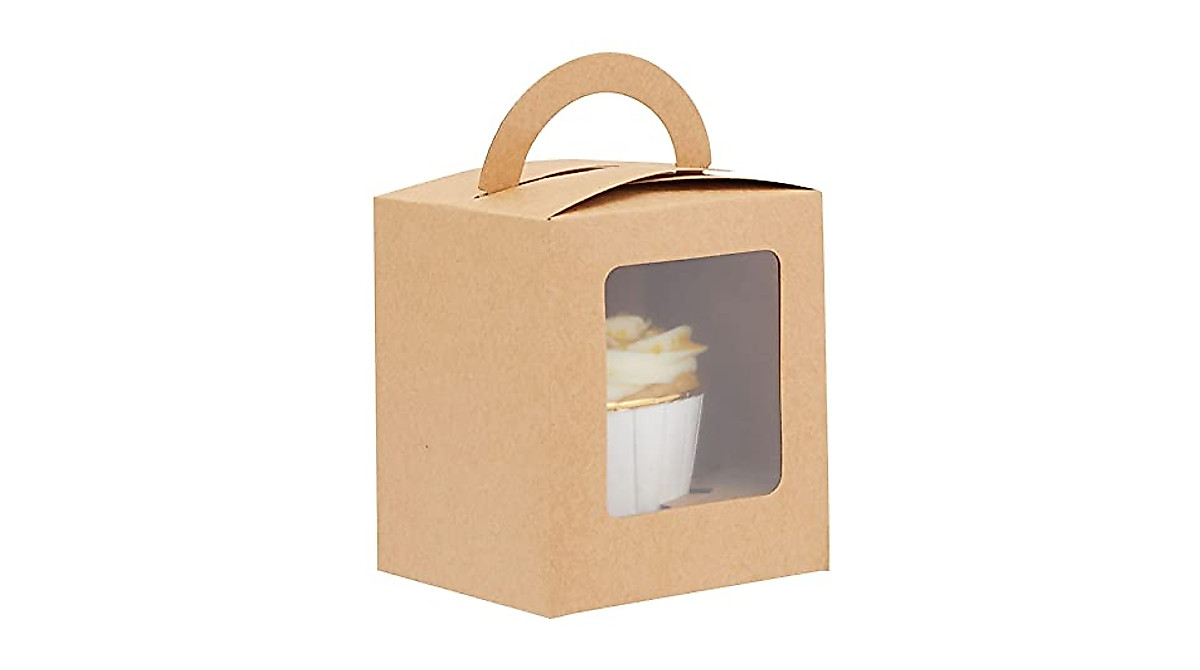 Kraft Paper Cupcake Gift Boxes - 100 Pack for Bakers