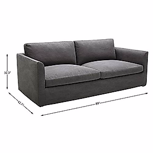 Amazon Brand – Stone & Beam Faraday Down-Filled Casual Slipcovered Sofa, 89"W, Charcoal Grey