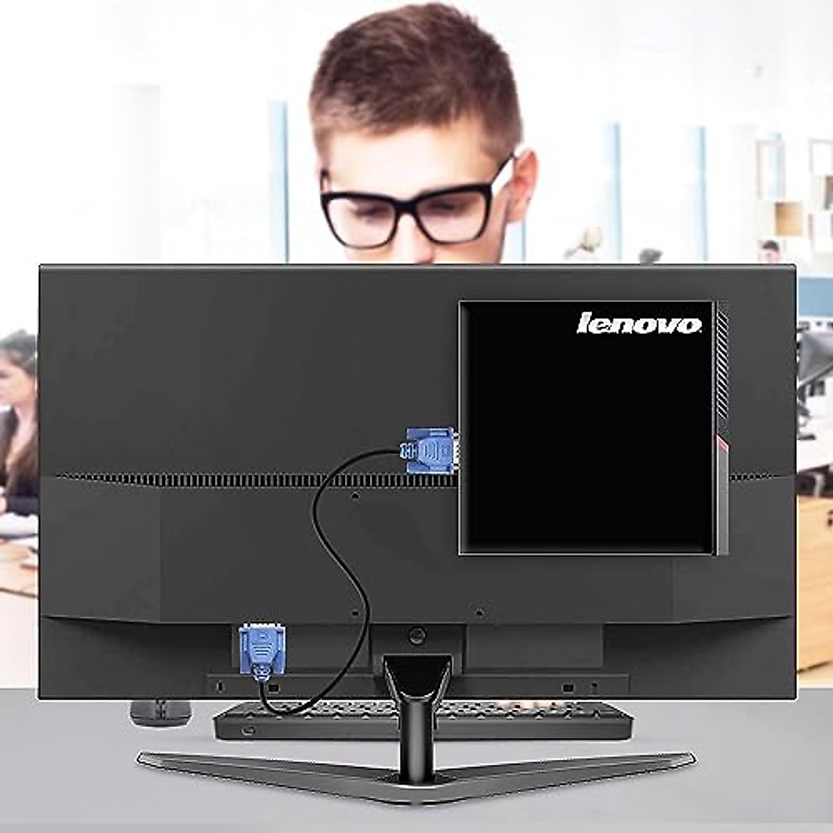 Lenovo All in one Tiny Computer Desktop PC, Intel Pentium J3710 Processor, 8GB Ram, 128GB SSD, New 22 Inch Monitor, Wireless Keyboard and Mouse, WiFi/Bluetooth, Windows 10 (Renewed)