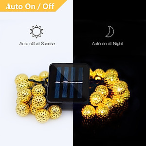 Solar String Light Outdoor, Goodia 30 LED Gold Moroccan Waterproof Warm White String Lights for Curtain,Bedroom,Patio,Lawn,Landscape,Fairy Garden,Home,Wedding,Holiday,Christmas Tree,New Year,Party