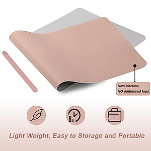 Desk Pad Protector Office Desk Mat, BUBM Waterproof PU Leather Desk Writing Mat Laptop Large Mouse Pad Desk Blotters Desk Decor for Office Home, 35.4" x 17" Pink