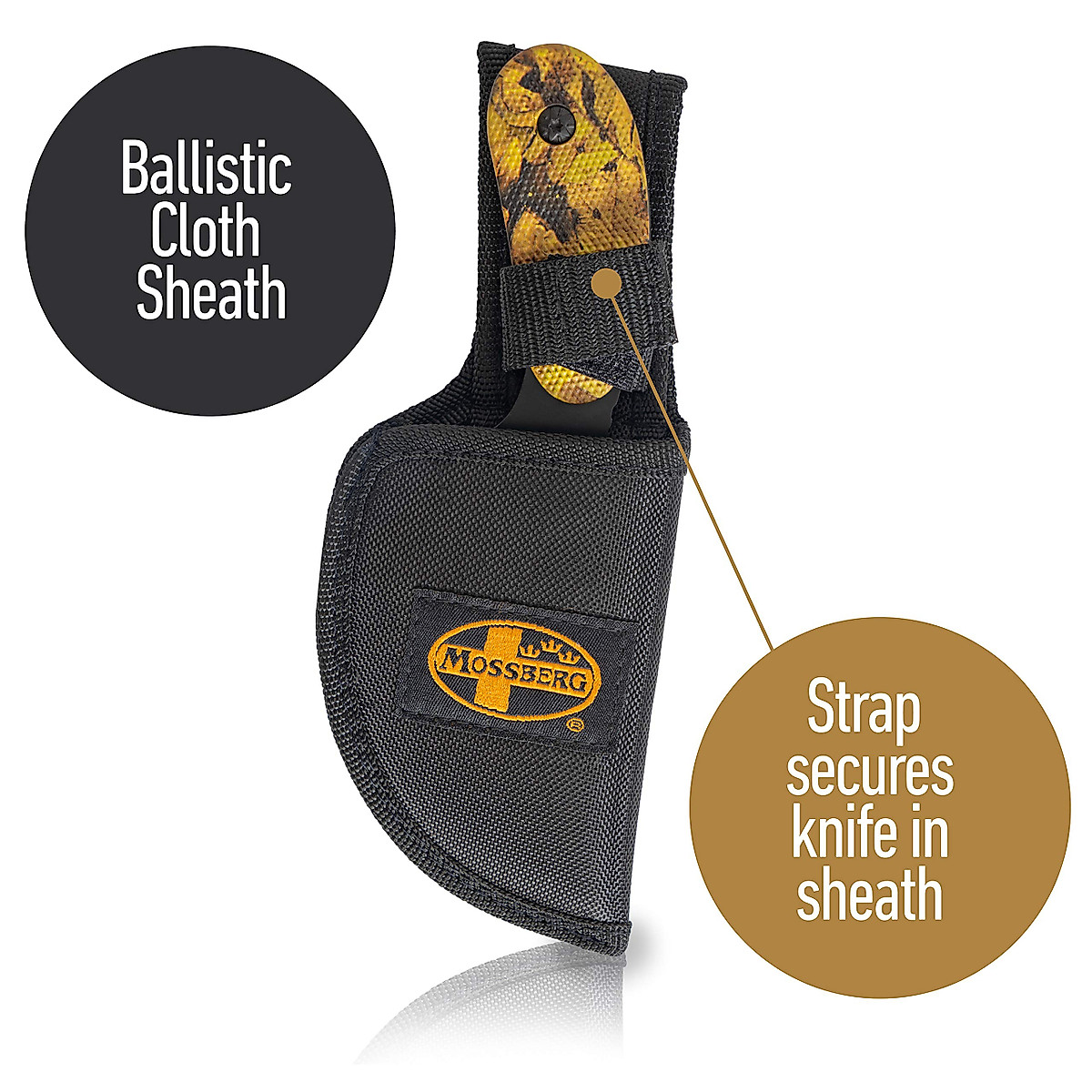 Mossberg Fixed Blade Knife, All in One Skinning Knife with Gut-Hook, for Hunters and Outdoors Enthusiasts