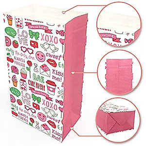 12pcs Valentine’s Day Gift Bags, Goodie Bags, Valentine Candy Bags, Gift Bags for Lover, Treat Bags for Boyfriend, Girlfriend, Birthday Party Decor with 2 sheets of stickers