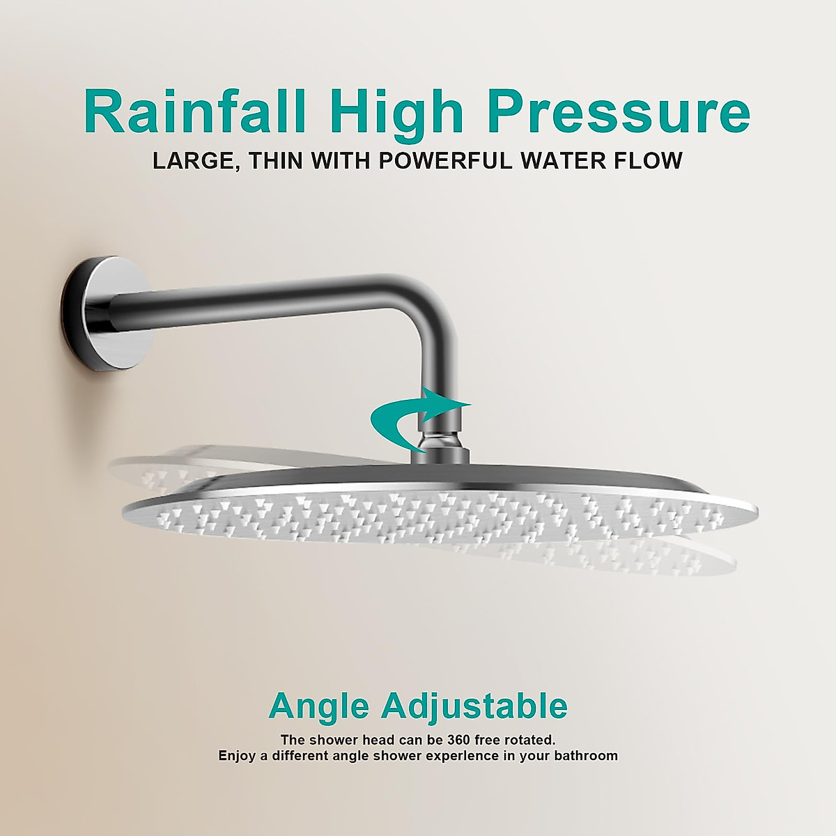 AULEEND 12 Inch Round Shower head, High Flow Stainless Steel Rainfall Shower Head, High Pressure Design (Brushed Nickel, 12)