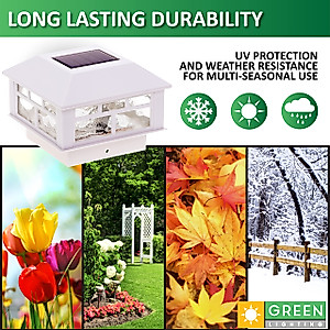 GreenLighting Modern Solar Post Cap Lights Fits 4x4 Wood, 4x4 & 5x5 PCV/Vinyl Outdoor Solar Powered Post Cap Light, Fence Post, Landscaping, Deck, Garden- Bright LED, Waterproof White 4 Pack
