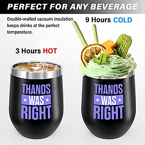 ATHAND Thanos Was Right Tumbler Coffee Mug TV Show Merch,Novelty Thanos Cups,12 OZ Insulated Tumblers with Lid,Funny Birthday Father Day Gifts For Dad Husband Him Men Boyfriend (Pack of 1)