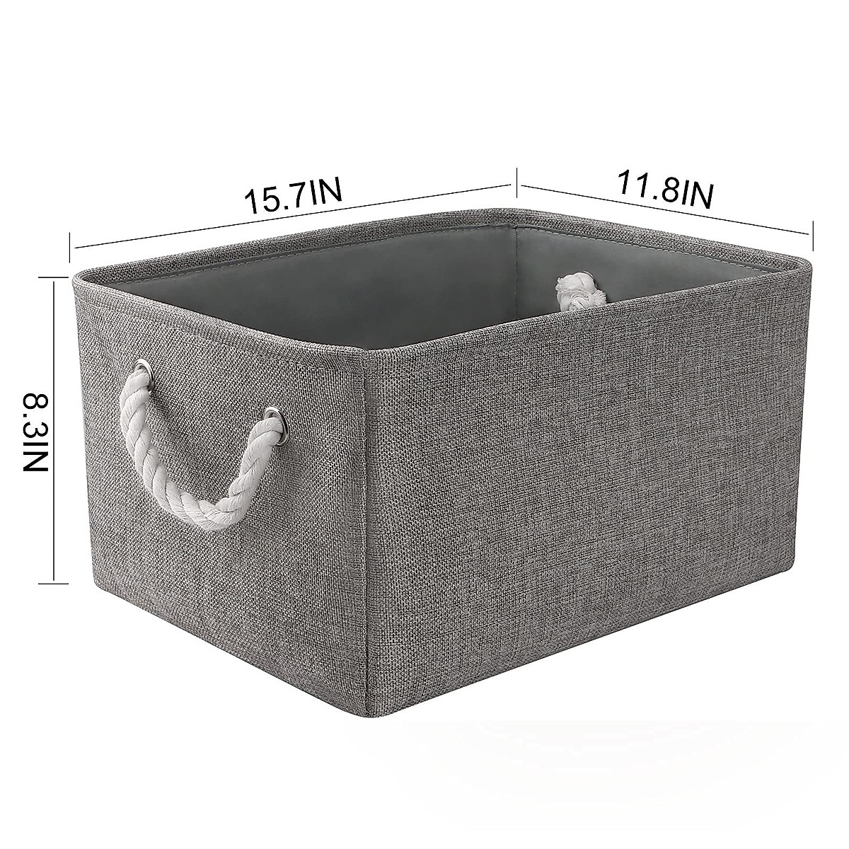 TheWarmHome Large Storage Bins Basket, 2 Pack Grey Fabric Storage Cubes for Changing Table Nursery Livingroom Kidsroom Playroom Toy, Collapsible Storage Baskets for organizing Shelves Closet
