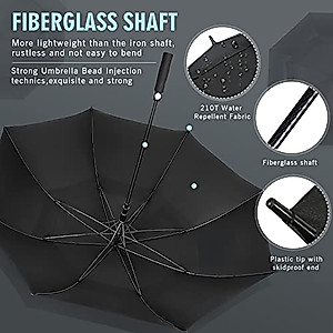 ZOMAKE Large Golf Umbrella 62 Inch - Double Canopy Vented Golf Umbrellas for Rain Windproof Automatic Open Golf Push Cart Umbrella Oversize Stick Umbrellas for Men Women(Black)