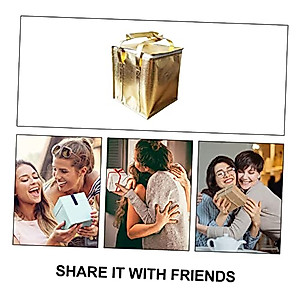 ULTECHNOVO Baking Tote Cake Delivery Bag Thermal Lunch Bag Thermal Bag for Food Delivery Drink Cooler Portable Gold Handbag Portable Cooler Bag Fresh-keeping Food Tote Zipper Design Food Bag