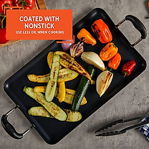 IMUSA USA, Black IMU-1812 Soft Touch Double Burner/Griddle, 20" X 12"