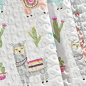PB&J Make A Wish Southwest Llama Cactus White & Blush Reversible Throw Blanket, 50" x 60"