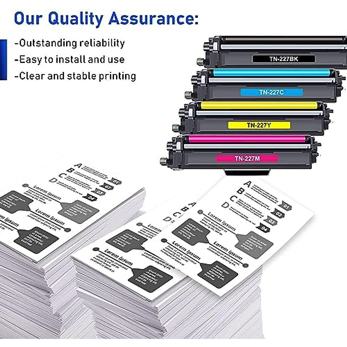 TN227 TN-227BK/C/M/Y High Yield Toner: Compatible for Brother 227 Toner Combo Pack Replacement for MFC-L3770CDW HL-L3270CDW HL-L3290CDW HL-L3210CW HL-L3230CDW MFC-L3710CW MFC-L3750CDW Printer(4-Pack)